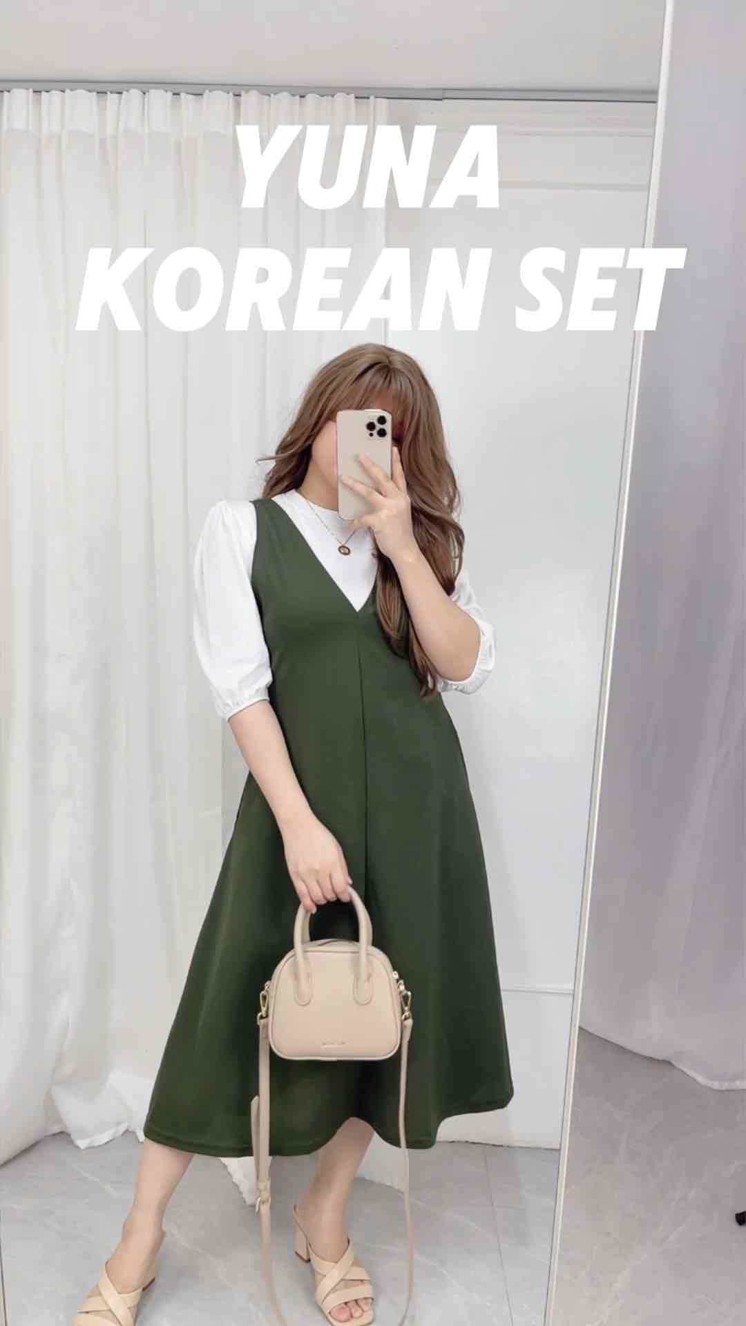 YUNA SET (V-dress with Innerwear detachable) Korean dress set/ Modest/Casual/ FREESIZE M-XL ...