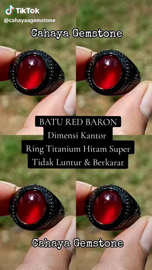 Cincin Batu Red Baron | Batu Asli Alam | Ring Titanium Hitam Elegan dan ...